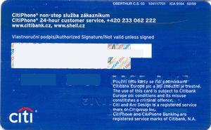 Bank Card: citi - Shell (Citibank, Czech RepublicCol:CZ-MC-0117