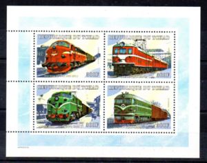 Stamp: Trains (Chad(Locomotives (2001)) Mi:TD 2172A-2175AKB,Sn:TD 898 ...