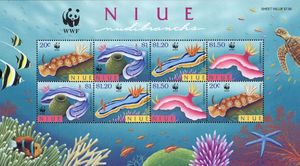 Stamp: WWF marine life (Niue(WWF marine life) Mi:NU BL128,Sn:NU 732a,Yt ...