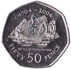 Coin: 50 Pence (HMS Victory) (Gibraltar(1989~2013 - Elizabeth II ...
