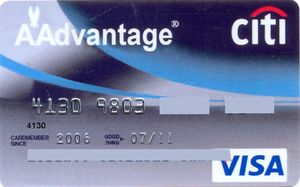 Bank Card: A*Advantage VISA (Citibank, MexicoCol:MX-VI-0074