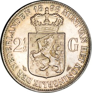 コイン: 2½ Gulden (Rijksdaalder - Inhuldigingsportret) (オランダ(1890~1948 ...