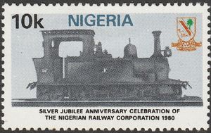 Stamp: First steam locomotive in Nigeria (Nigeria(Nigerian Railway ...