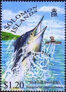 Stamp: Shortbill swordfish (Solomon Islands(Billfishes) Mi:SB 959X,Sn ...
