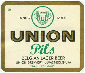Drink Label: Union Pils (Union Jumet, BelgiumCol:BE-BEER-011510
