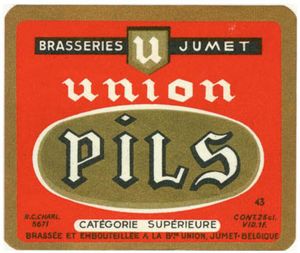 Drink Label: Union Pils (Union Jumet, BelgiumCol:BE-BEER-011521