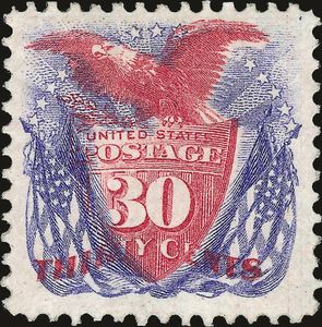 Timbre: Eagle, Shield and Flags (Etats Unis d'Amérique(1869 National ...