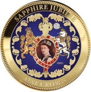 Coin: 1 Crown (Crowning Moments Of Queen Elizabeth II, Sapphire Jubilee ...