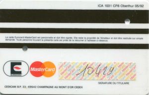 Bank Card: Eurocard Mastercard (Credit Agricole, FranceCol:FR-MC-0037.02