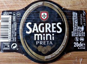 Drink Label: Sagres MiNi Preta (Central de Cervejas S.A, PortugalCol:PT ...