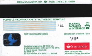 Bank Card: Visa VIP (Bank Zachodni WBK, PolandCol:PL-VE-0119.04