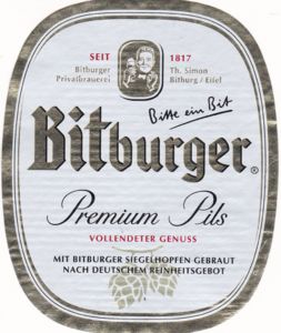 Drink Label: Bitburger Premium Pils (Bitburger Braugruppe GmbH, Germany ...