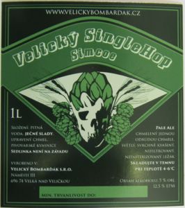 Drink Label: Velický Single Hop Simcoe (Velicky Bombardak, Czech ...