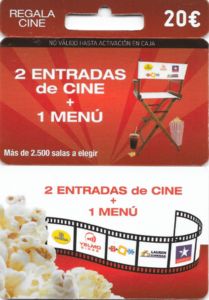 Tarjeta Regalo: Regala Cine (Area, España(Area) Col:ES-AR-004a