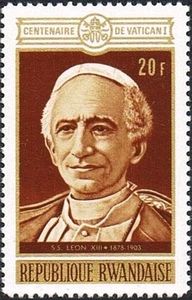 Stamp: Pope Leo XIII (1878-1903) (Rwanda) (100th anniversary of the ...