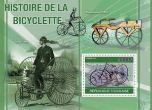 Stamp: History of Bicyles (Togo(History of Bicycycles (2010)) Mi:TG BL561