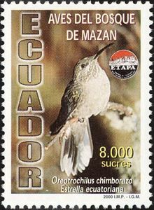 Stamp: Ecuadorian Hillstar (Oreotrochilus chimborazo) (Ecuador) (Birds ...