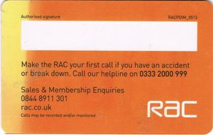 Functional Card: RAC rescue 3 (Insurance, United Kingdom of Great ...