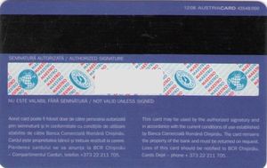 Bank Card: Bcr (Banca Comerciala Romana Chisinau, MoldovaCol:MD-MS-0017