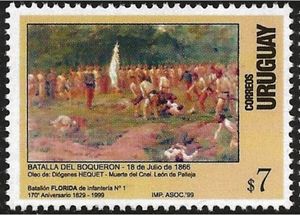 Stamp: Boqueron Battle (Uruguay(Infantry Brigade nr.13, 60th Anniv.) Mi ...