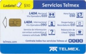 Tarjeta Telefónica: Servicios Telmex: 020, 030, 031, 040, 050, 090 ...