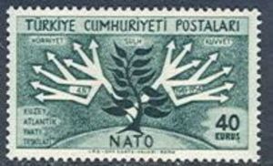 Stamp: Three Symbolical of 14 NATO Members (Türkiye (Turkey)(NATO, 5th ...