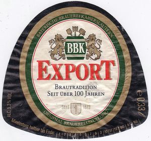 Drink Label: BBK Export (Bayerische Brauerei Kaiserslautern, Germany ...