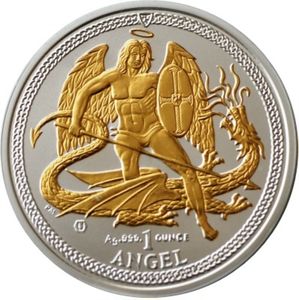 Coin: 1 Angel (Archangel Michael Slaying the Dragon - Silver with Gold ...