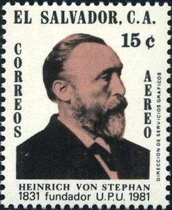 Stamp: Heinrich Von Stephan (El Salvador(The 150th Anniversary of the ...