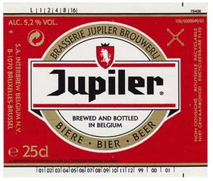 Drink Label: Jupiler 25cl (Brasserie Piedboeuf (InBev), BelgiumCol:BE ...