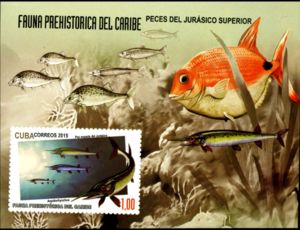 Stamp: Orycterocetus, Aspidorhynchus (Cuba(Prehistoric animals of the ...