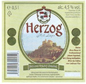 Drink Label: NEx-Herzog Hell Lager (Pivovar Vysoký Chlumec, Czech ...