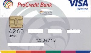 Bank Card: ProCredit Bank Visa Electron - 01-16 (ProCredit Bank ...