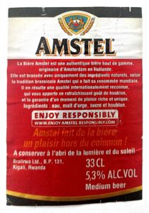 Drink Label: Amstel (Bralirwa LTD, RwandaCol:RW-BEER-000005