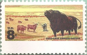 Stamp: Centenary of Introduction of Aberdeen Angus cattle into US ...