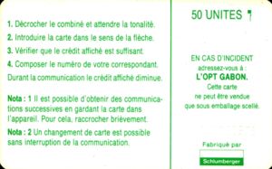 Phonecard: Map of Gabon - Green (Glossy) (Office des Postes et ...