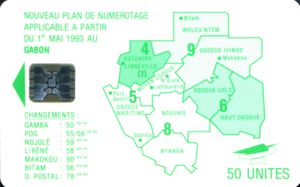 Phonecard: Map of Gabon - Green (Glossy) (Office des Postes et ...