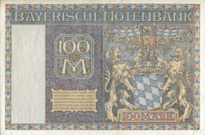 Banknote: 100 Mark (German States(Bayerische Notenbank-Bavarian Note ...