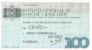 Banknote: 100 Lire (Italy(1975-1978 Emergency Issues - Miniassegni) Fra ...