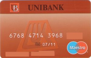 Bank Card: Unibank (Unibank, MoldovaCol:MD-MS-0003.03