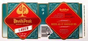 Drink Label: Devil's Peak Lager (Devil's Peak Brewing Company, South AfricaCol:ZA-BEER-000043