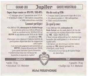 Drink Label: Jupiler NA - USA '94 (Michelle Preud'homme) (Brasserie ...
