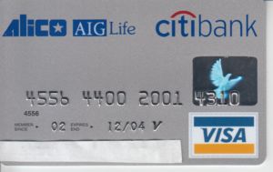 Bank Card: Alico AIG Life Citi (Citibank, GreeceCol:GR-VI-0195