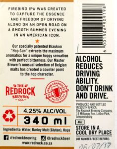 Drink Label: Firebird IPA (The Redrock Brewing Company, South AfricaCol ...