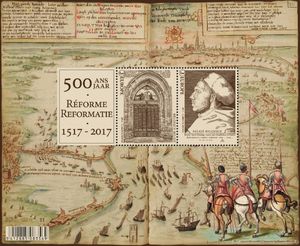 Stamp: Sheet 500 years of Reformation, Luther Changes History (Belgium ...