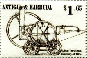 Stamp: Original Drawing by Richard Trevithick, 1803 (Antigua and ...