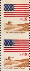 Stamp: ... For Amber Waves of Grain - Flag and field of wheat (United ...