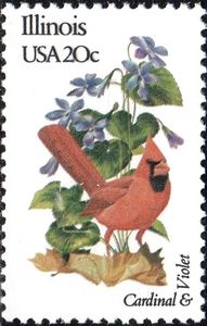 Briefmarke: Illinois, Cardinal (Cardinalis cardinalis), Violet ...