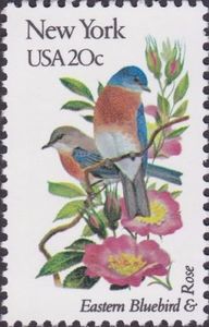 Stamp: New York - Eastern Bluebird, Rose (United States of America ...