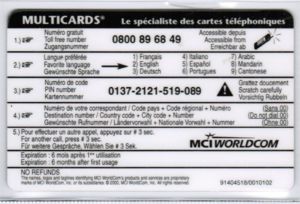 Phonecard: MCI Worldcom exchange card (Multicards, Switzerland ...